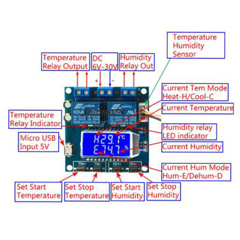 XY-TR01 Temperature and Humidity Controller Module with LCD Display