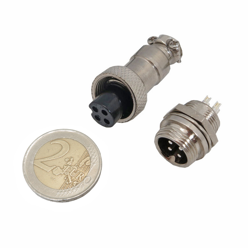 4 pin GX12 metal military connector with GX12 shielded head