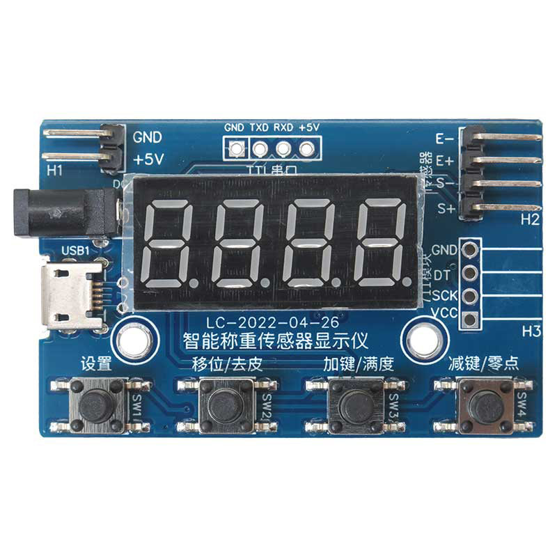 HX711 load cell display module with 24-bit resolution