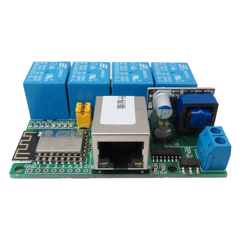 4-channel Wi-Fi relay module with RJ45 port 4-channel 220V relay module with ESP8266 Wi-Fi core ...