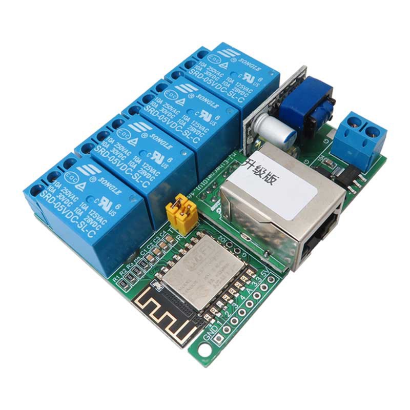 4-channel Wi-Fi relay module with RJ45 port 4-channel 220V relay module with ESP8266 Wi-Fi core ...