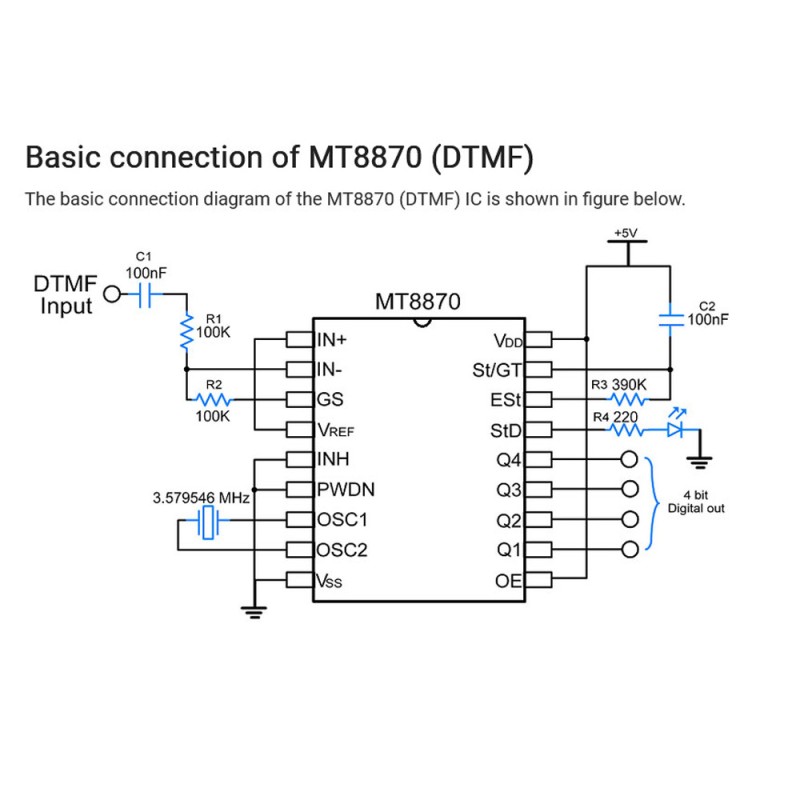 DTMF Phone Code Decoder Module – MT8870 Audio Decoder