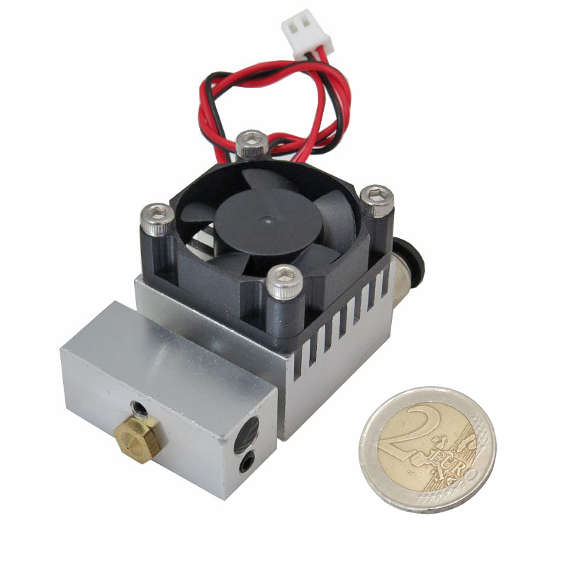 Dual aluminum block extruder suitable for 1.75mm filament with cooling fan