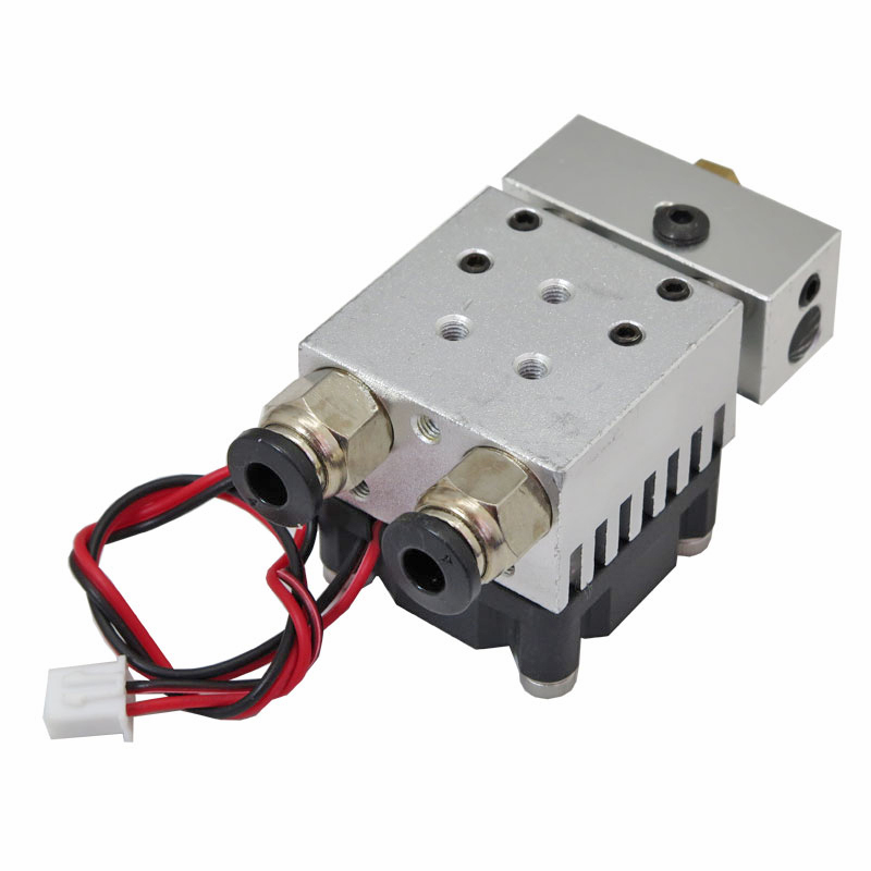 Dual aluminum block extruder suitable for 1.75mm filament with cooling fan