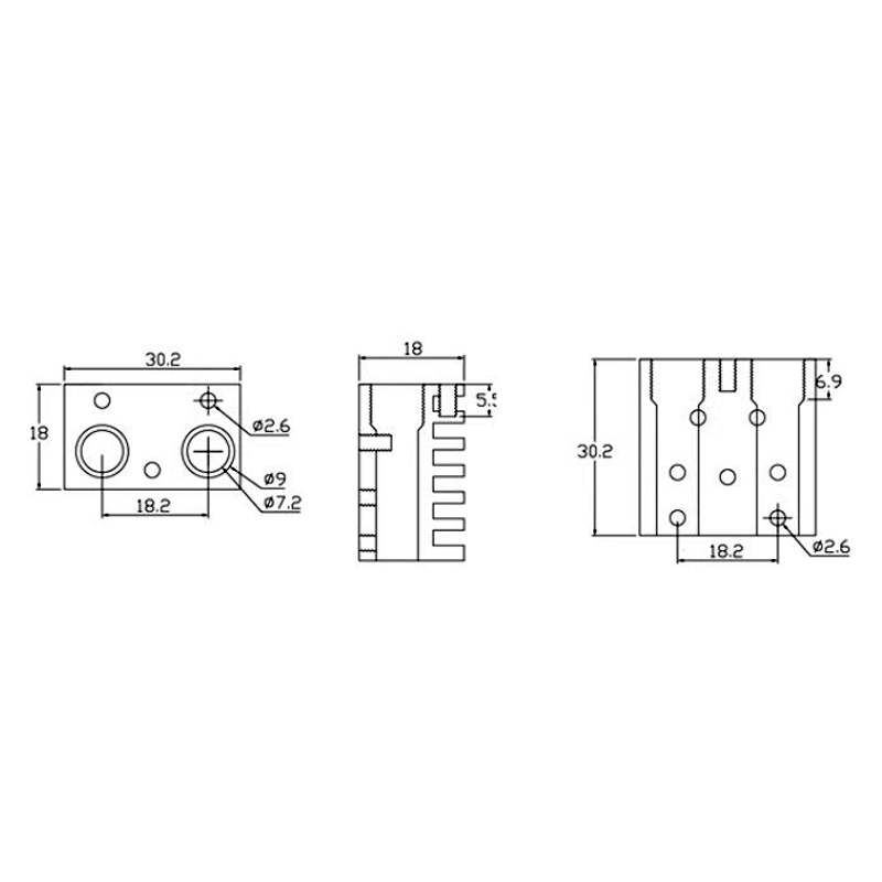 Dual aluminum block extruder suitable for 1.75mm filament with cooling fan