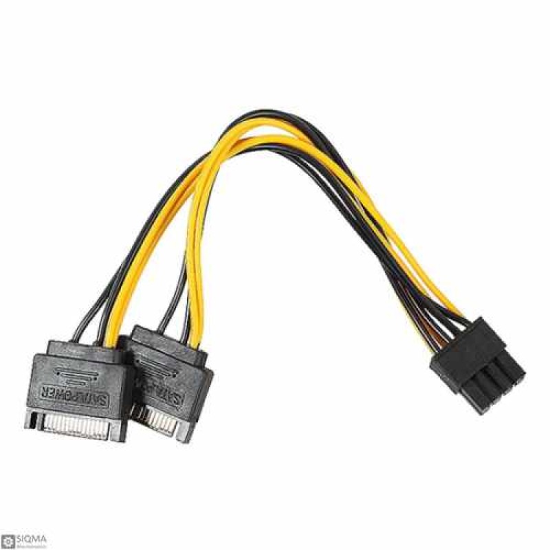 Dual SATA 15pin to 8pin PCI-E Power Supply Cable