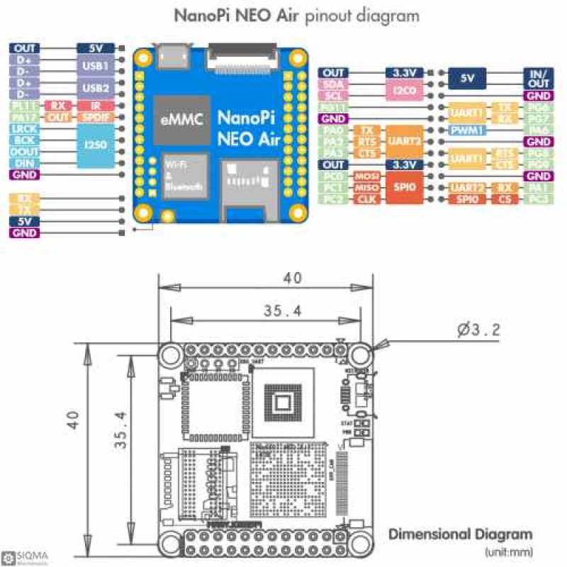 NanoPi NEO Air Quad Core Cortex A7 WiFi And Bluetooth Board [512MB RAM]