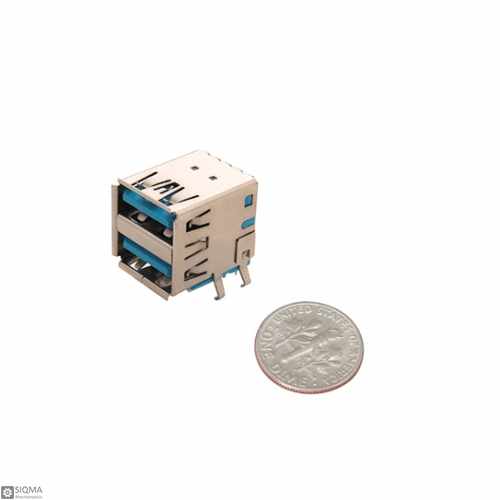 Dual USB 3.0 Type-A 9-Pin 90 Degrees Female Connector