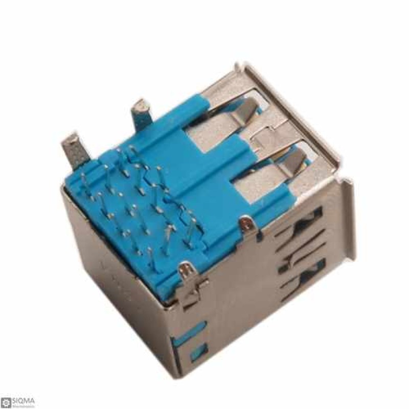 Dual USB 3.0 Type-A 9-Pin 90 Degrees Female Connector