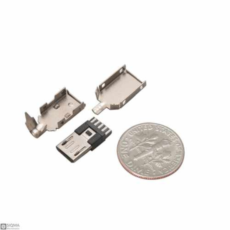 100 PCS 5 Pin Male Micro USB Connector Plug With Metal Shell [ 3 in 1 ]